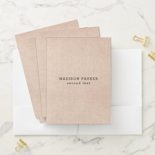 Beige Linen Texture Pocket Folder | Zazzle