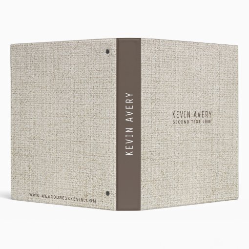 Beige Linen Texture Professional Personalized 3 Ring Binder | Zazzle