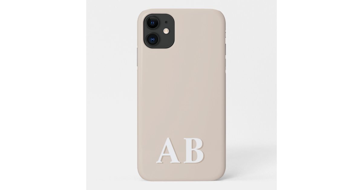 Beige Minimal Modern Initial Monogram Case-Mate iPhone Case | Zazzle