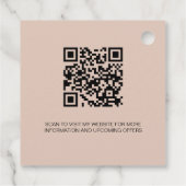 Beige name business logo QR code hang tag | Zazzle