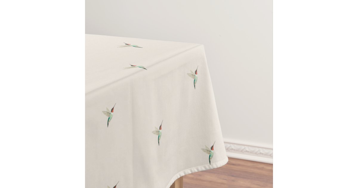 Beige Ruby-throated Hummingbirds Tablecloth | Zazzle