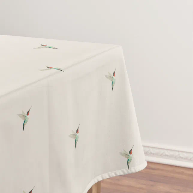 Beige Ruby-throated Hummingbirds Tablecloth | Zazzle