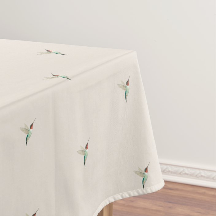 Beige Ruby-throated Hummingbirds Tablecloth | Zazzle.com