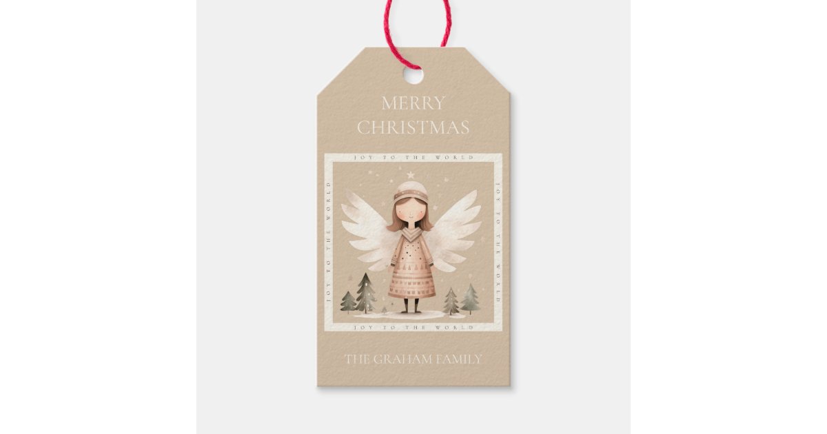 Beige Rustic Angel Gift Tag | Zazzle