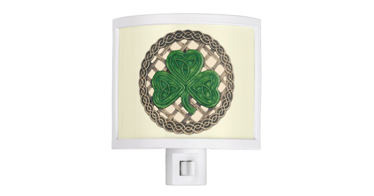 Beige Shamrock On Celtic Knots Night Light | Zazzle