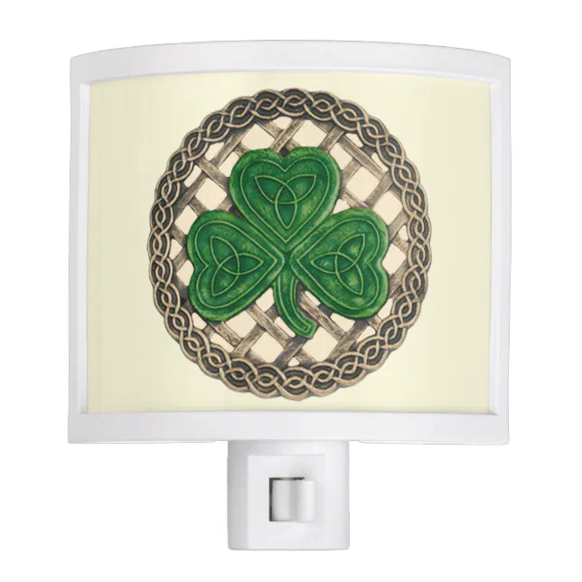 Beige Shamrock On Celtic Knots Night Light | Zazzle