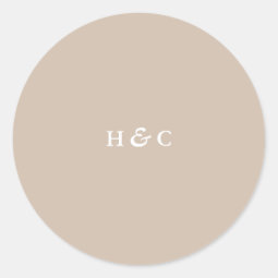 Beige Simple Plain Modern Wedding Classic Round Sticker | Zazzle