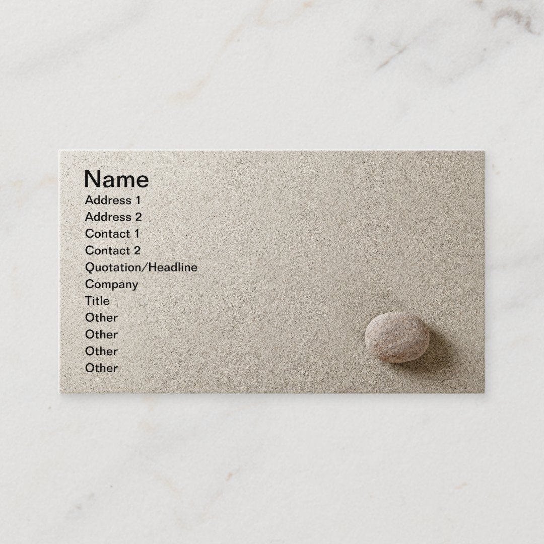Beige stone on sand background business card | Zazzle