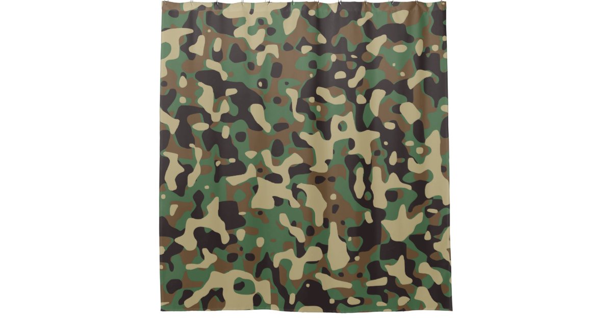 Beige Tan Brown Green Dark Gray Camo Camouflage Shower Curtain Zazzle