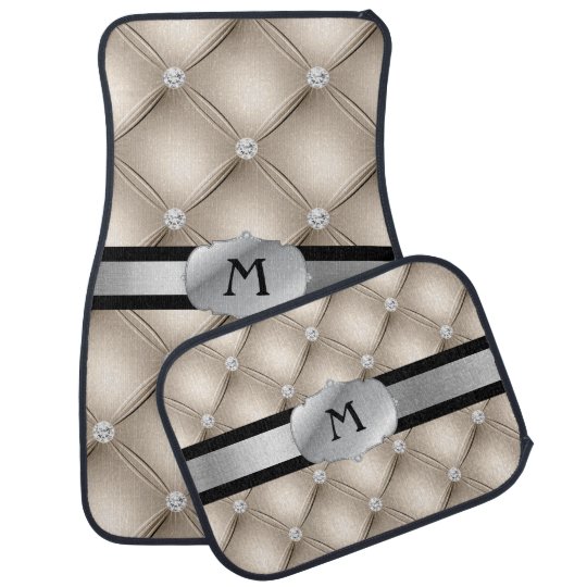 Beige Tufted Personalized Monogram Car Mats | Zazzle.com