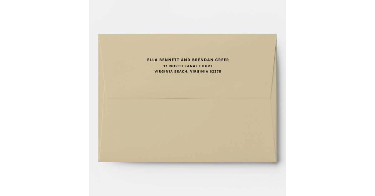 Beige Wedding Invitation Return Address Envelope | Zazzle