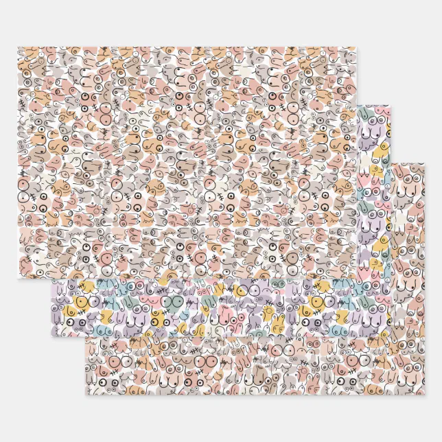 beige woman fun breast wrapping paper sheets | Zazzle