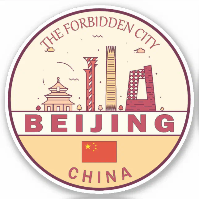 Beijing China City Skyline Emblem Sticker | Zazzle