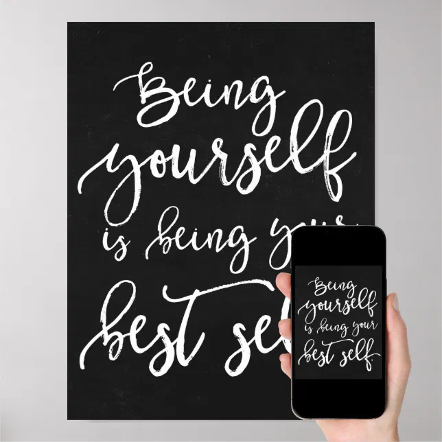 Being Your Best Self Rustic Typography Chalkboard Poster | Zazzle