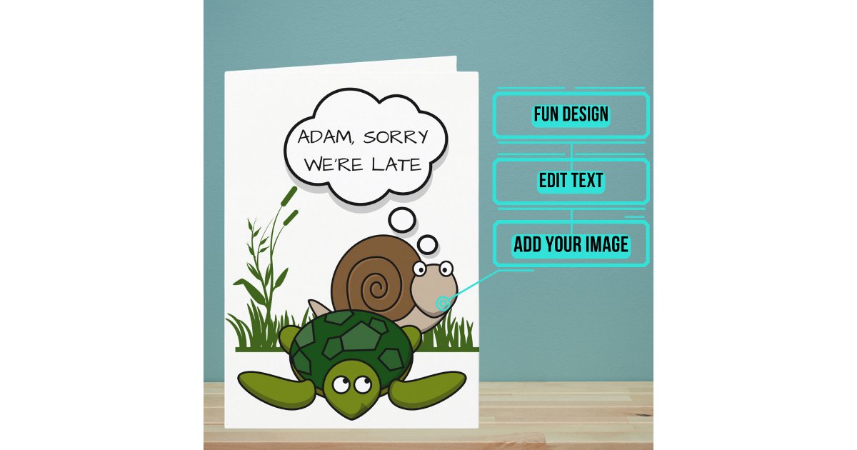 Belated Birthday: Cartoon Snail and Turtle Card | Zazzle