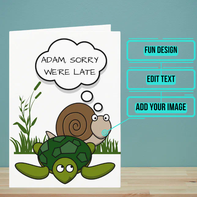 Belated Birthday: Cartoon Snail and Turtle Card | Zazzle