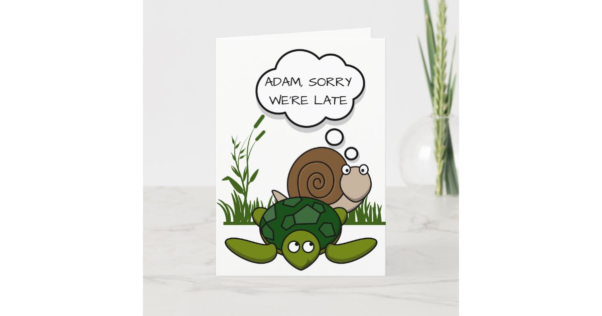 Belated Birthday: Cartoon Snail and Turtle Card | Zazzle