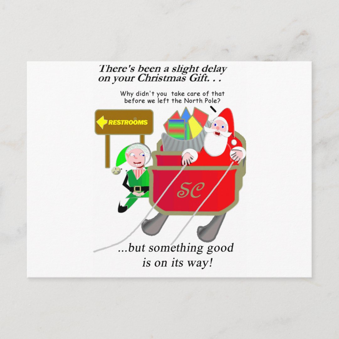 Belated Christmas - Santa Delayed Holiday Postcard | Zazzle