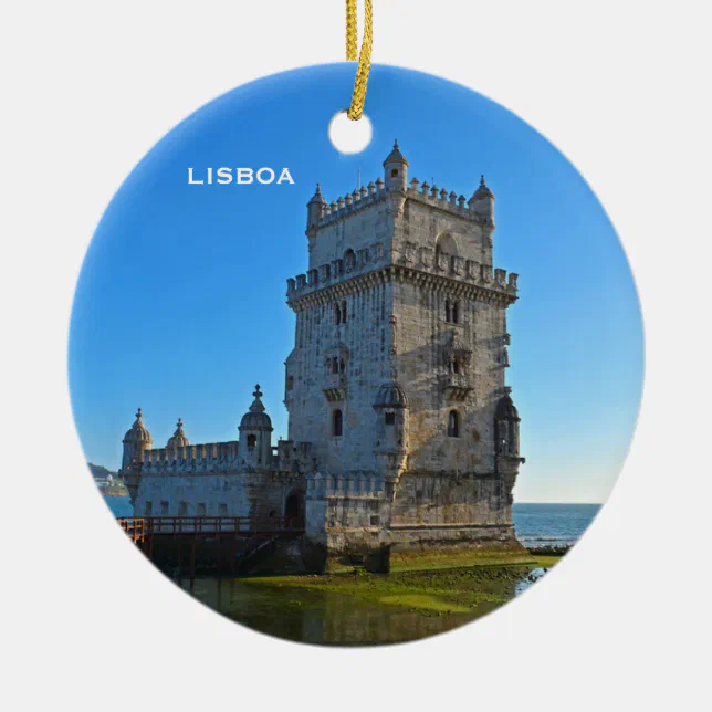 Belem Tower Scene Circle Christmas Ornament | Zazzle
