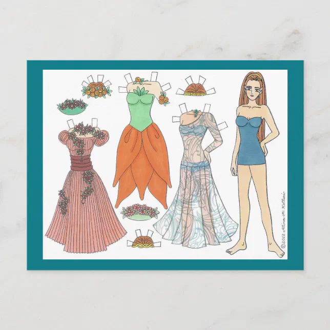 Belethwen Elf Paper Doll Postcard | Zazzle