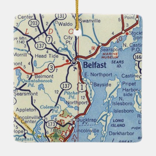 Belfast Maine 50's Map Ceramic Ornament | Zazzle.com