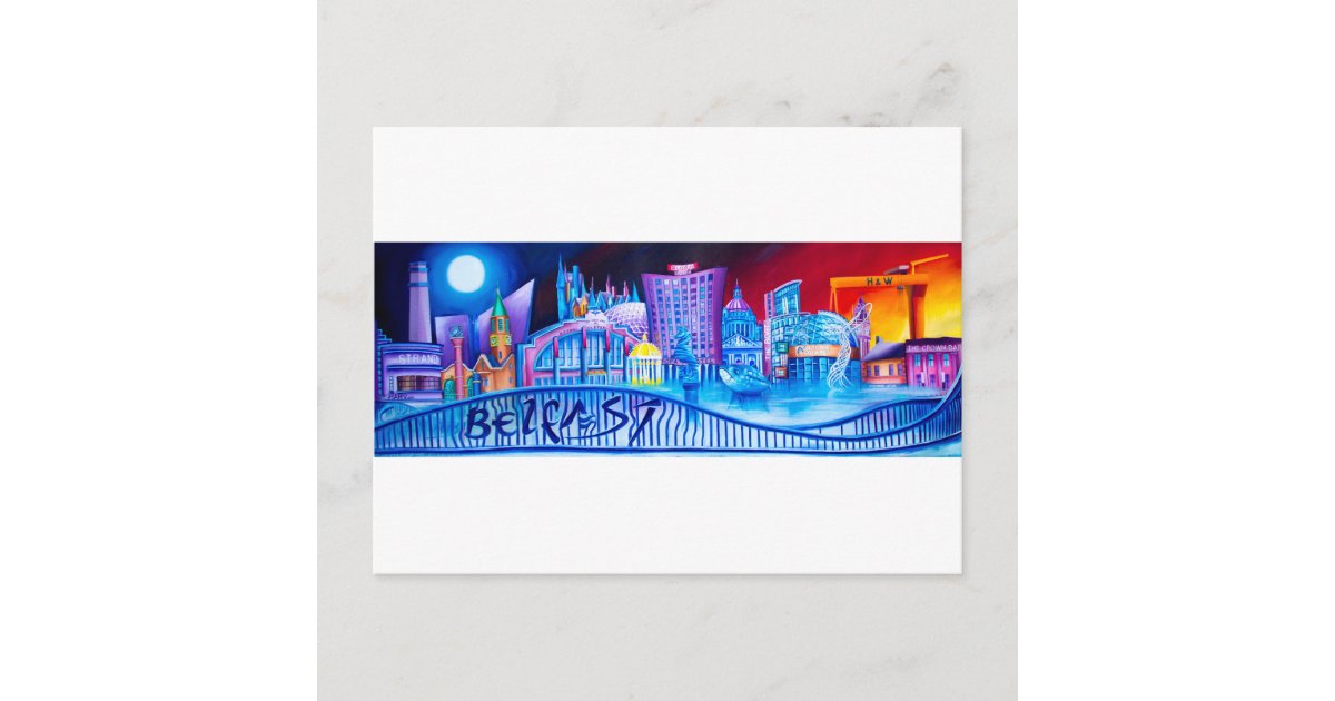 Belfast Panoramic featuring famous landmarks Postcard | Zazzle