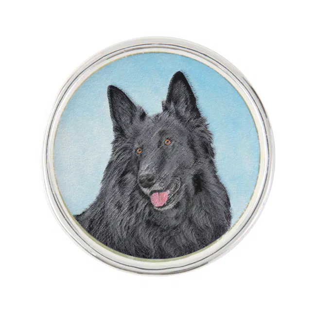 Belgian Sheepdog Painting - Cute Original Dog Art Lapel Pin | Zazzle