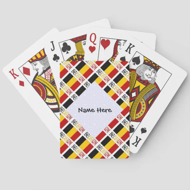 Belgium and Belgian Flag Tiled Personalized Poker Cards | Zazzle