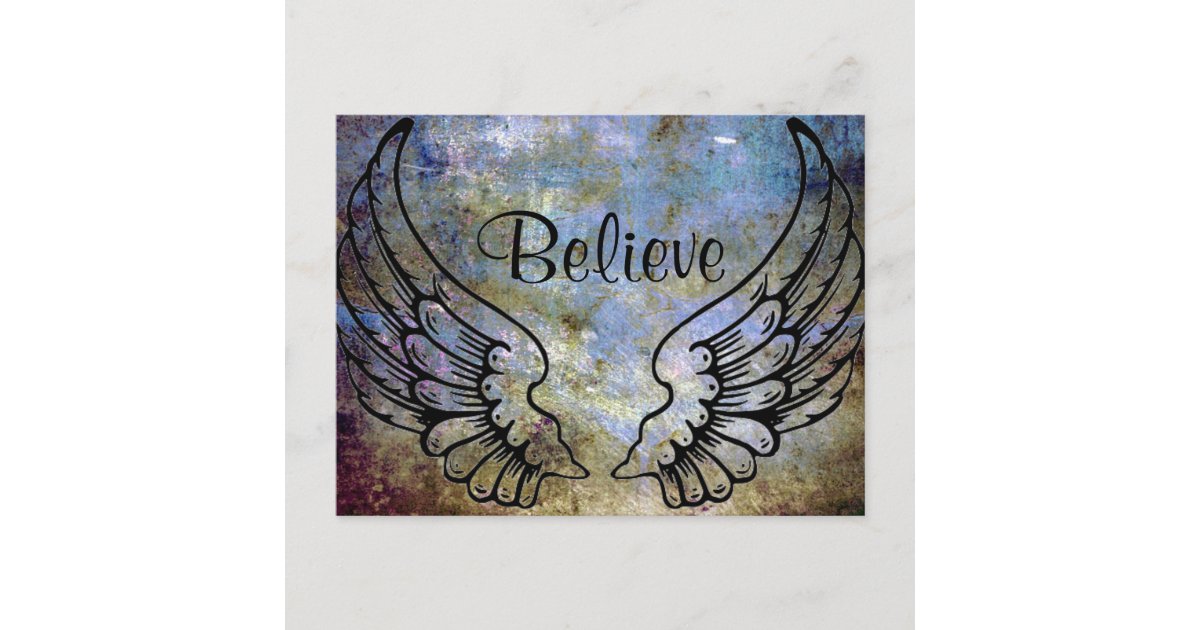 Believe - Angel Wings Celestial Postcard | Zazzle