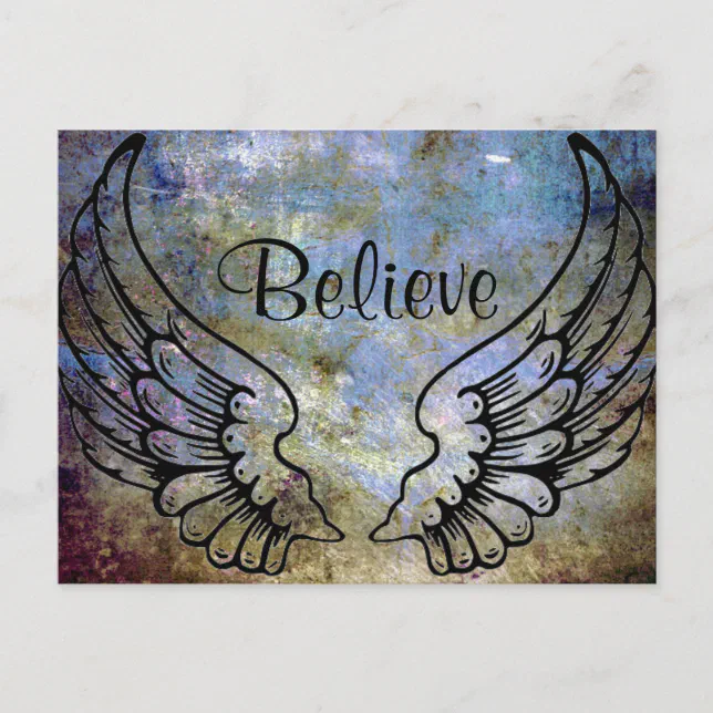 Believe - Angel Wings Celestial Postcard | Zazzle