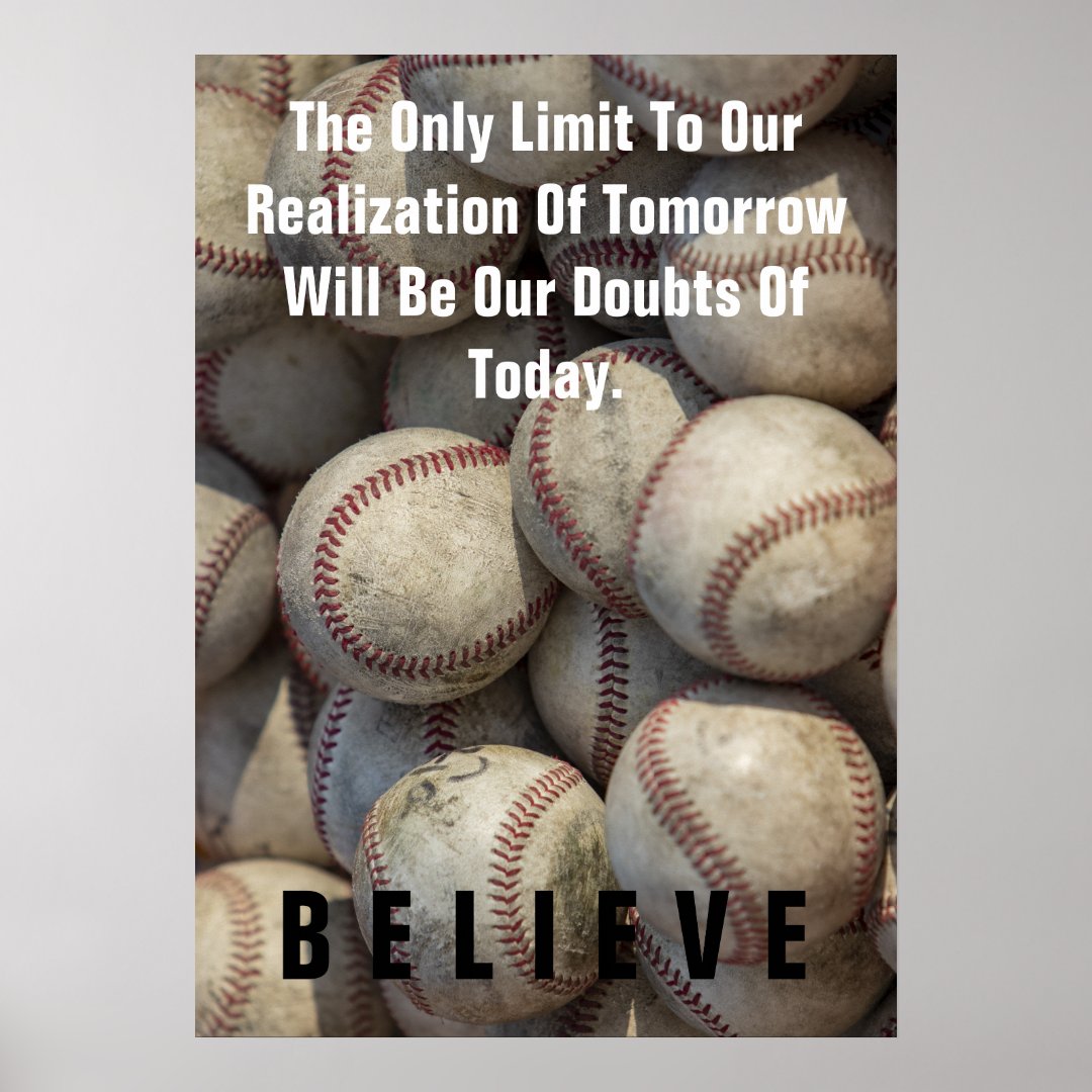 Believe Baseball Inspirational Motivational Poster | Zazzle
