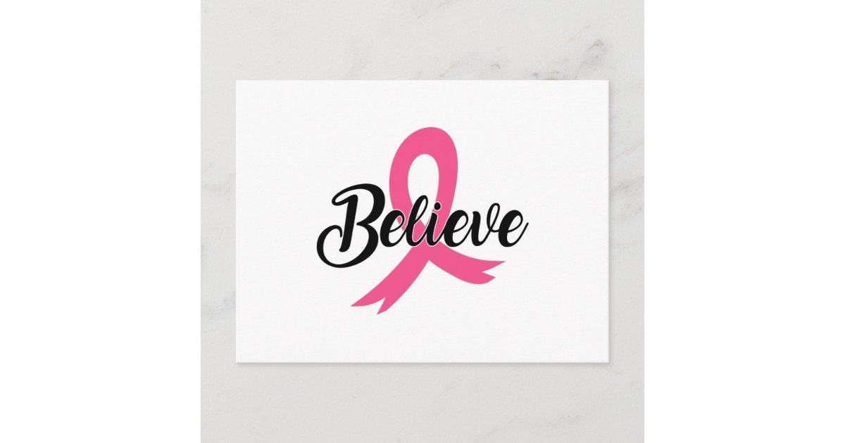 Believe Breast Cancer Awareness Shirt Print Postcard | Zazzle