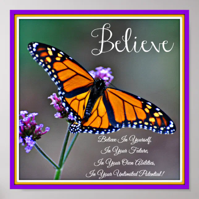 Believe Butterfly Poster | Zazzle