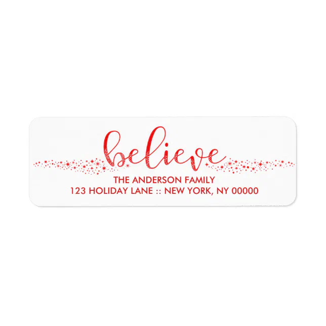 Believe Christmas Hand Lettered Script Label | Zazzle