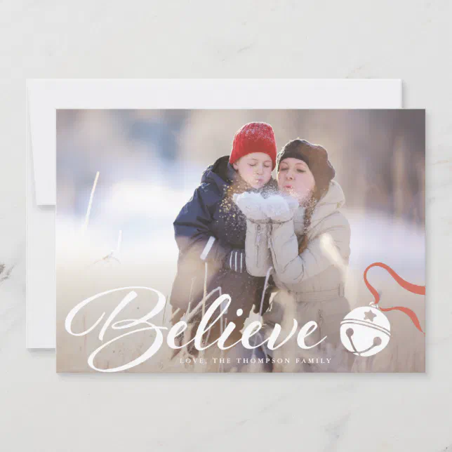 Believe Christmas Photo Card | Zazzle