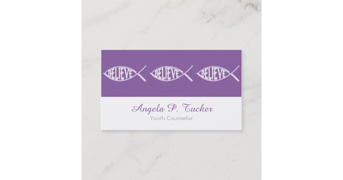 Believe Fish Lavender Business Card | Zazzle