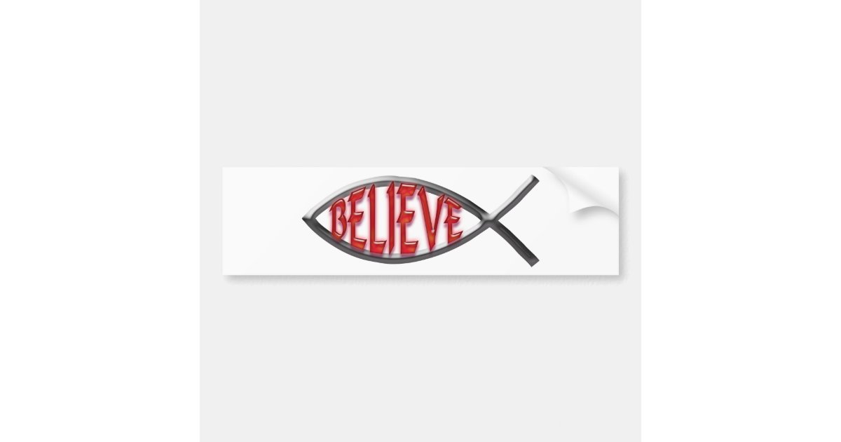 Believe Fish- Red Bumper Sticker | Zazzle