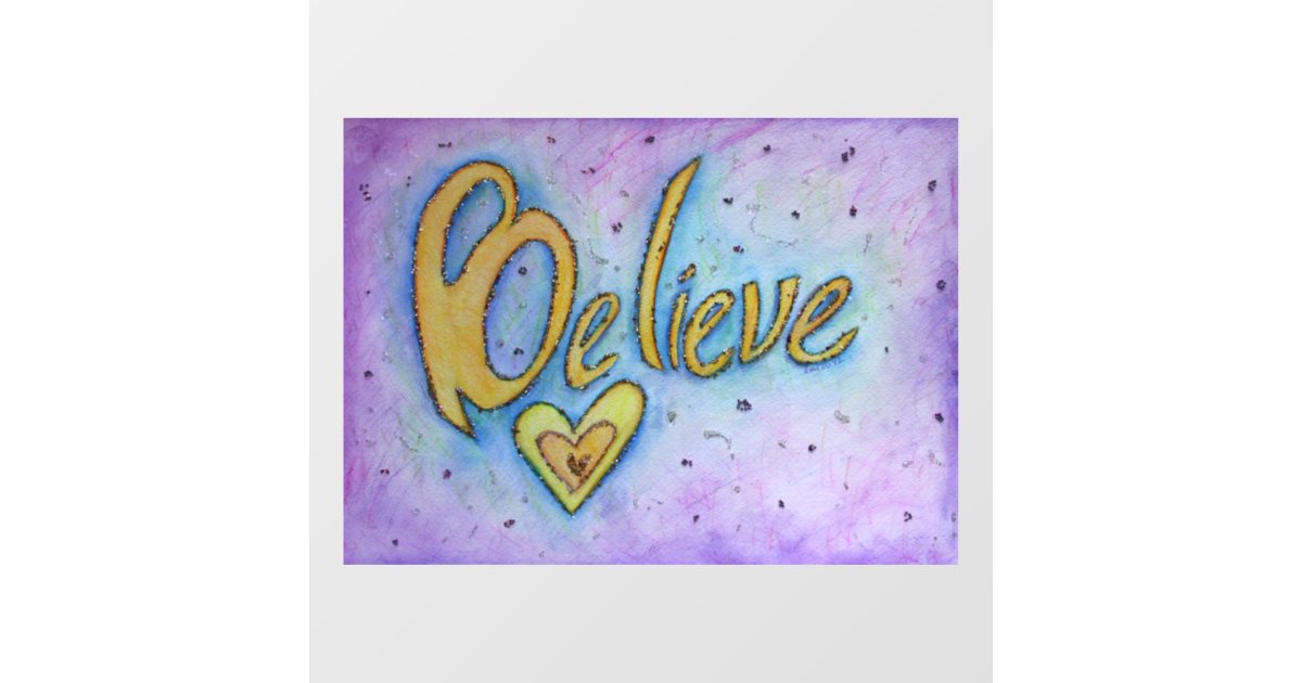Believe Heart Inspirational Word Art Window Cling | Zazzle
