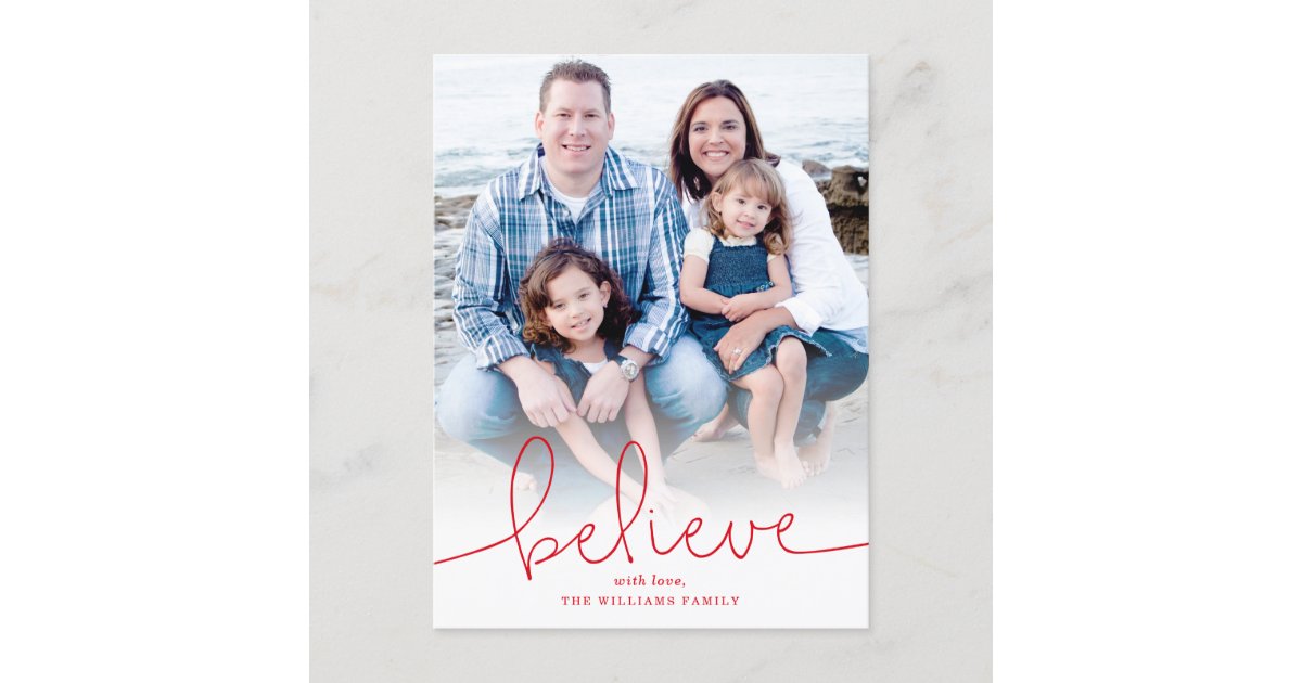 Believe Holiday Photo Card | Zazzle