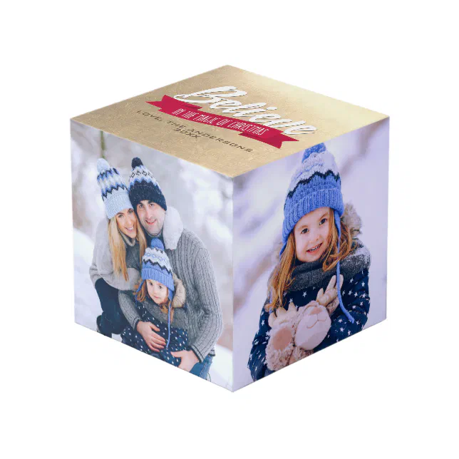 Believe in the Magic of Christmas Photo Cube | Zazzle