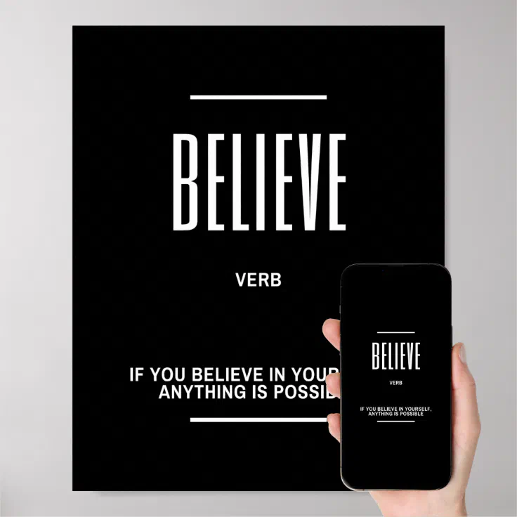 Believe In Yourself Motivational Quote Poster | Zazzle