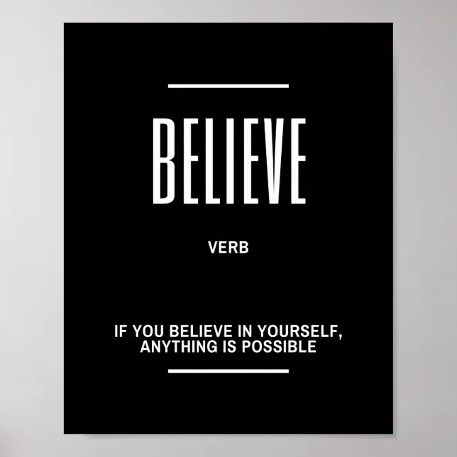 Believe In Yourself Motivational Quote Poster | Zazzle