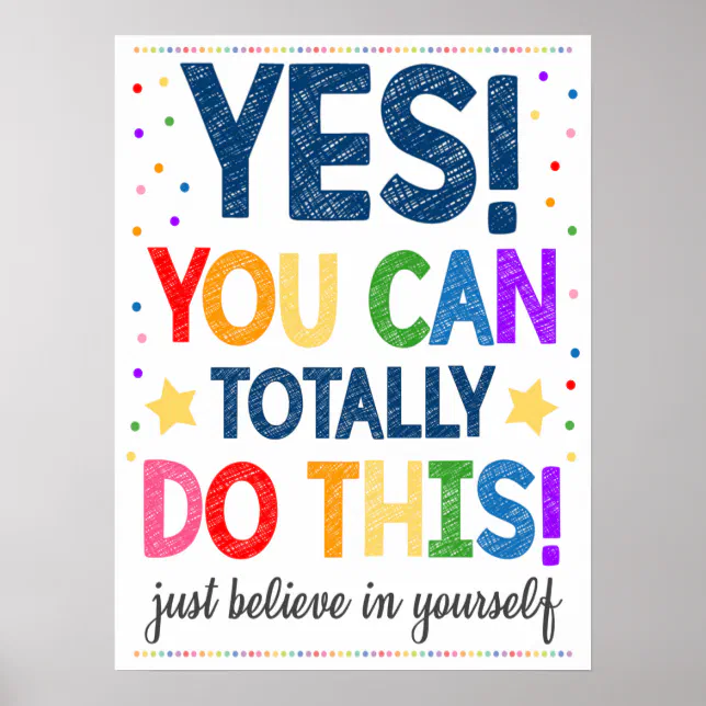 Believe In Yourself Rainbow Classroom Poster | Zazzle