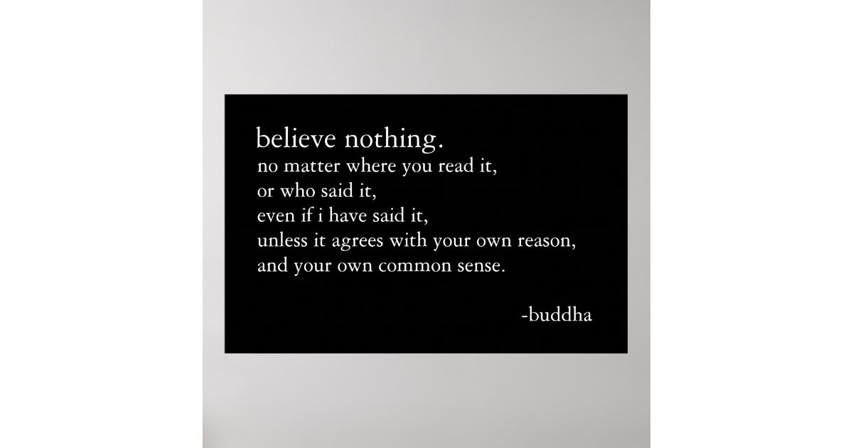 Believe Nothing Poster | Zazzle