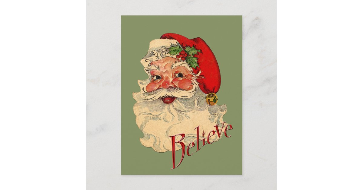 Believe Santa Holiday Postcard | Zazzle