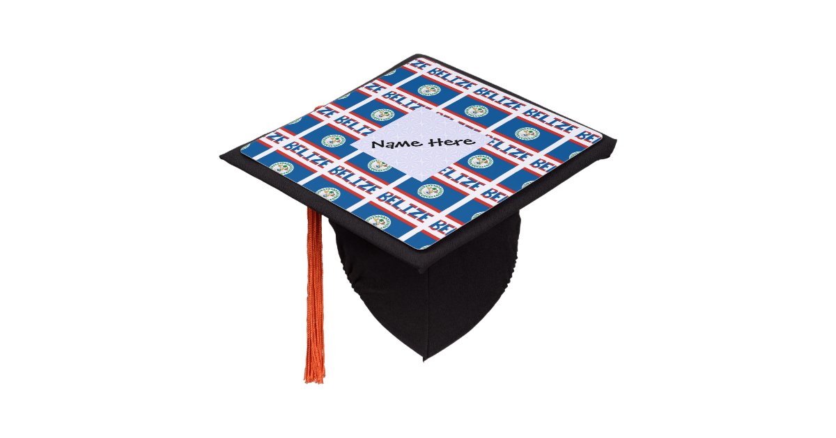 Belize and Belizean Flag Tiled Personalized Graduation Cap Topper | Zazzle