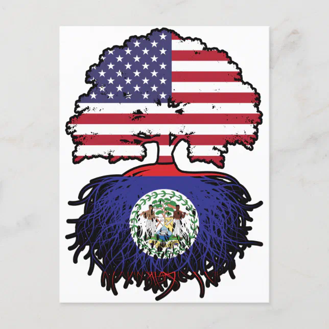 Belize Belizean American USA Tree Roots Flag Postcard | Zazzle