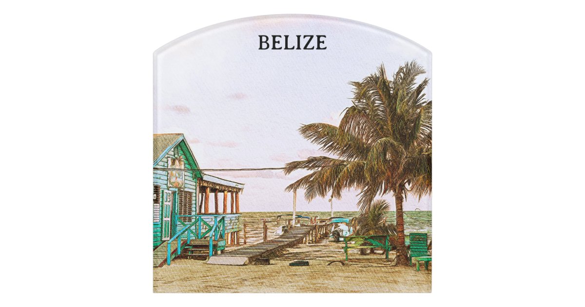 Belize Caribbean Beach Scenery Door Sign | Zazzle