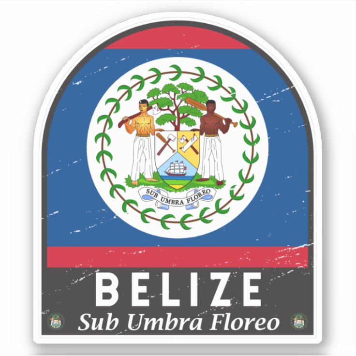 Belize Flag Emblem Distressed Vintage Sticker | Zazzle