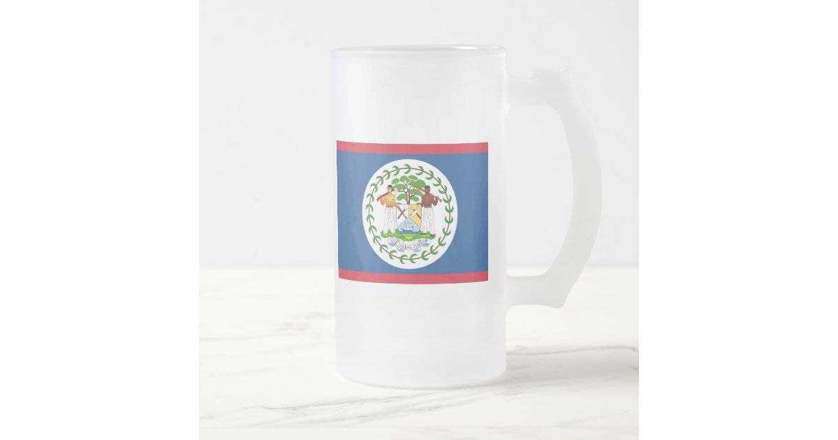 belize flag frosted glass beer mug | Zazzle